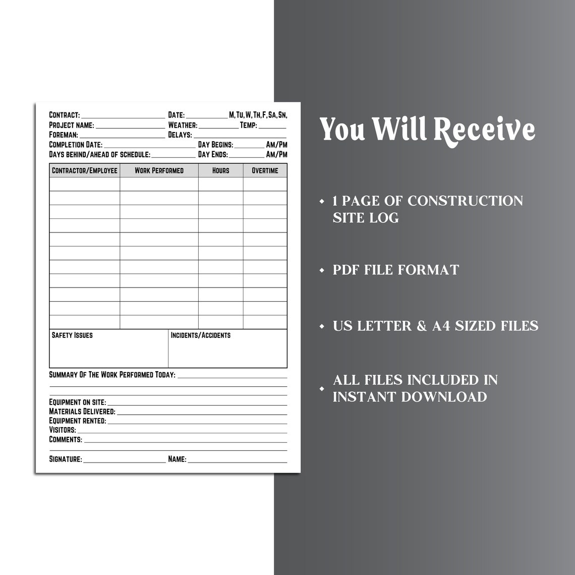Construction Site Log, Construction Management and Planning Tool ...