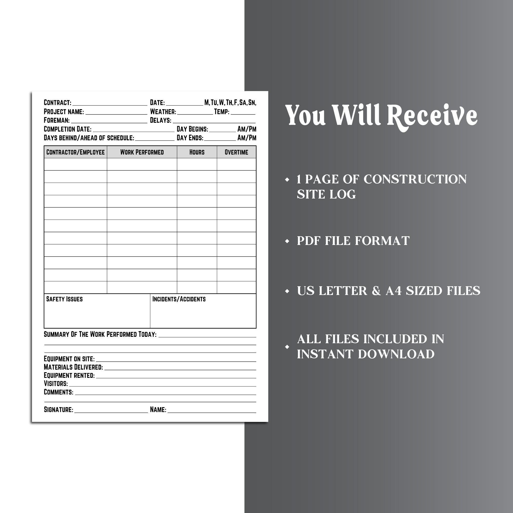 Construction Site Log, Construction Management and Planning Tool ...
