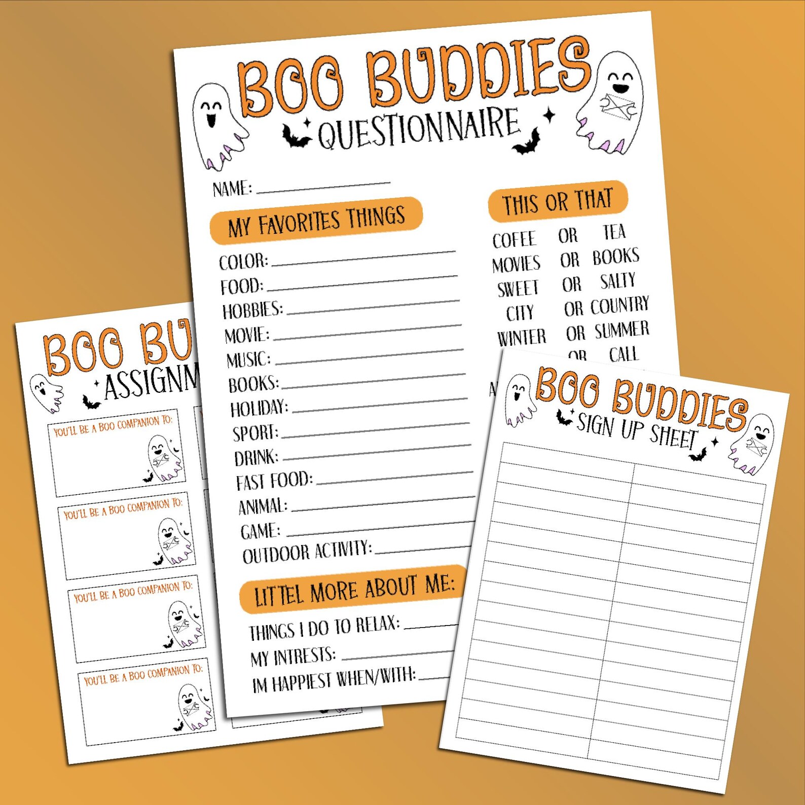 Halloween Boo Buddy Questionnaire, Boo Buddies Printable, Boo Buddies ...