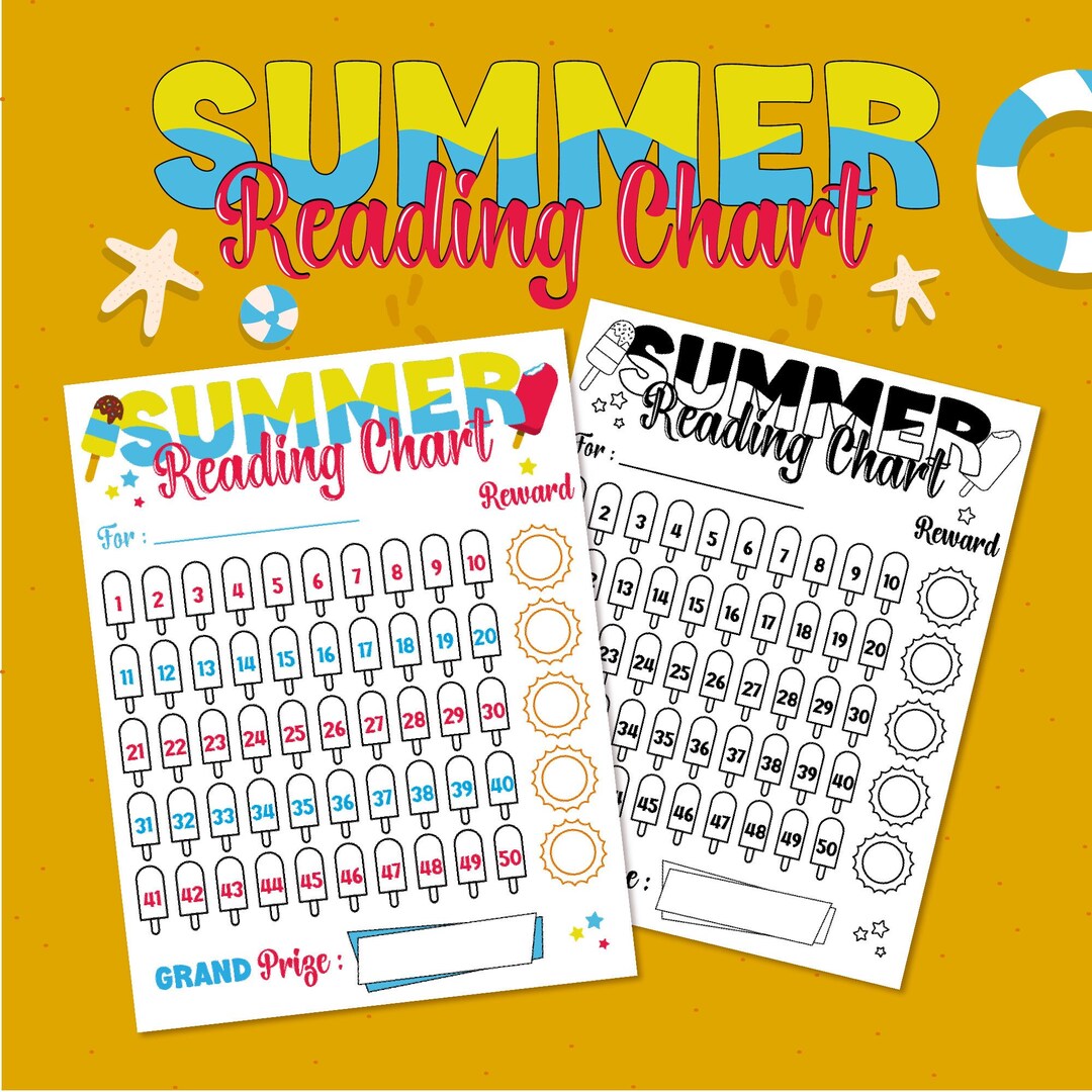 Summer Ice Pop Reading Chart Tracker, Summer Reading Challenge for Kids ...