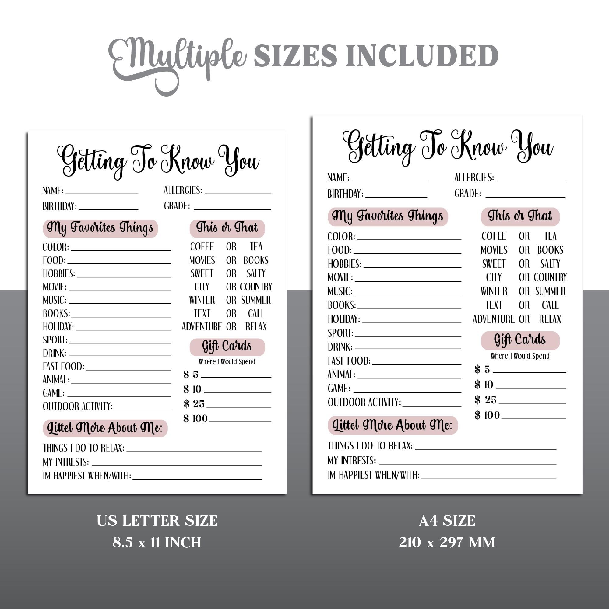 Getting to Know You Questions Printable, Coworker Questions, All About ...