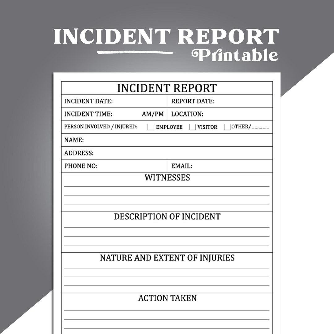 Incident Report Health and Safety, Incident Report Form, Business ...