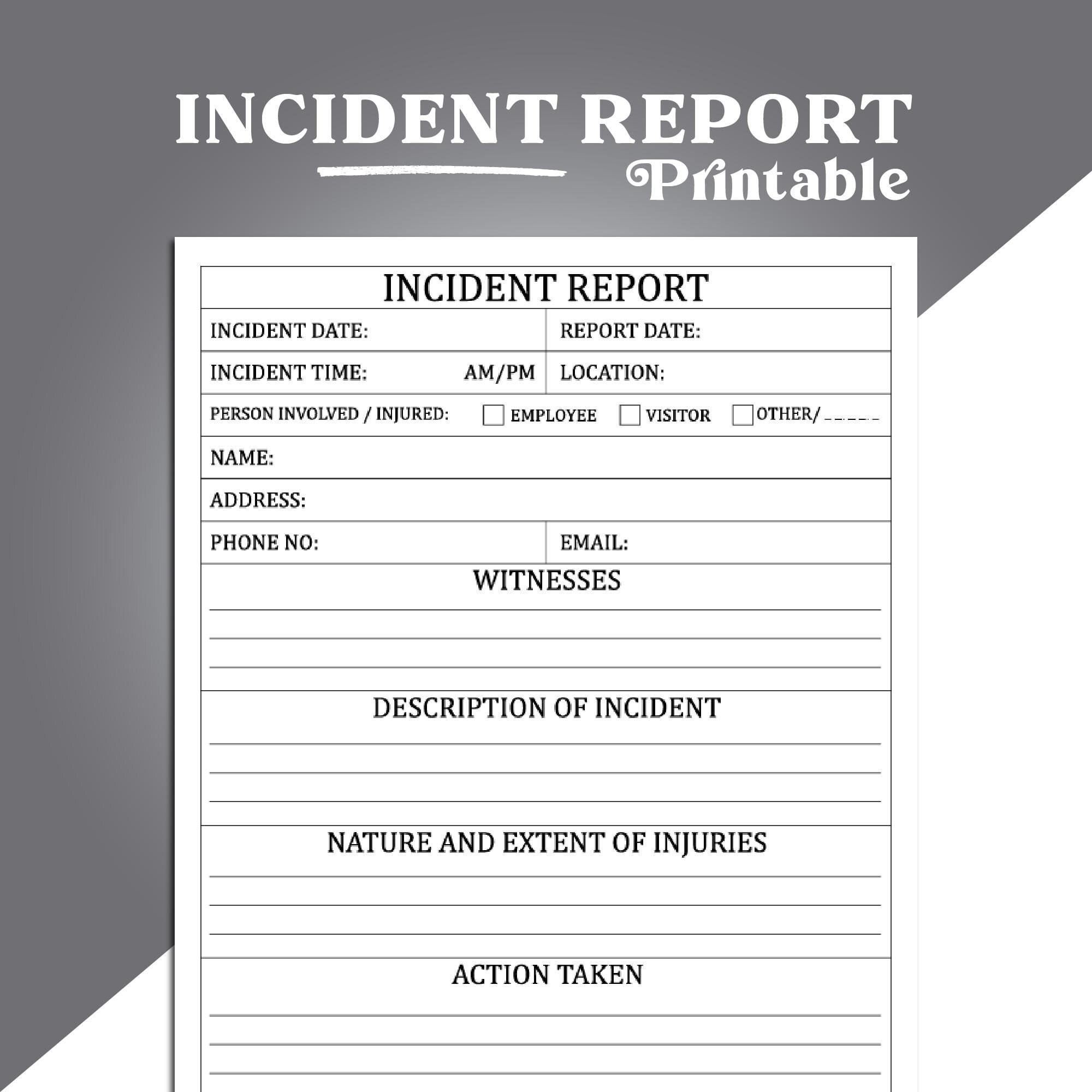 Incident Report Health and Safety, Incident Report Form, Business ...