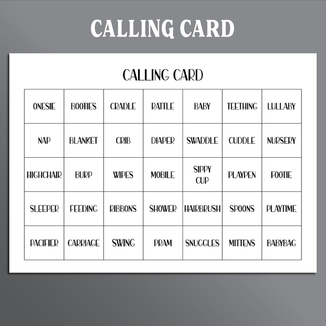 50 Prefilled Baby Shower Bingo Cards, 50 Unique Bingo Cards, Baby ...