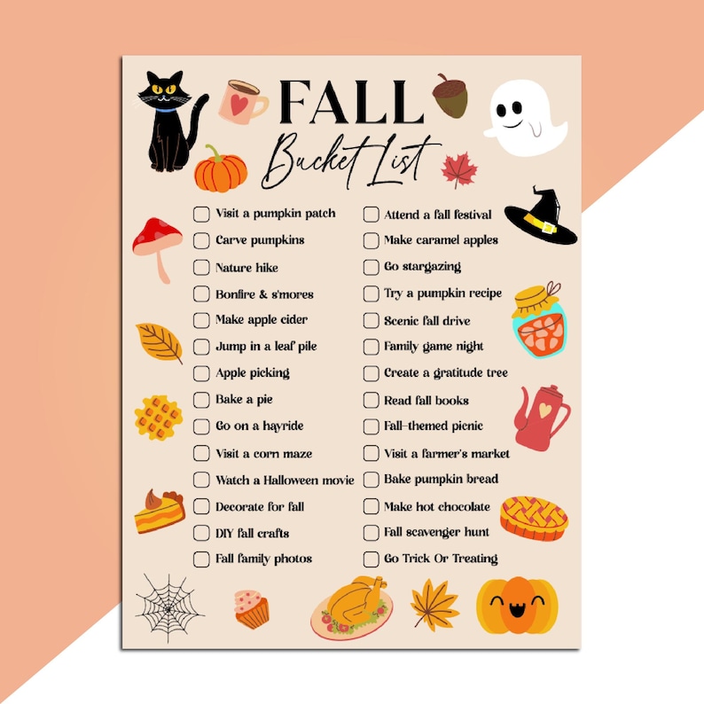Fall Bucket List Printable, Fall to Do List for Families, Autumn Bucket ...