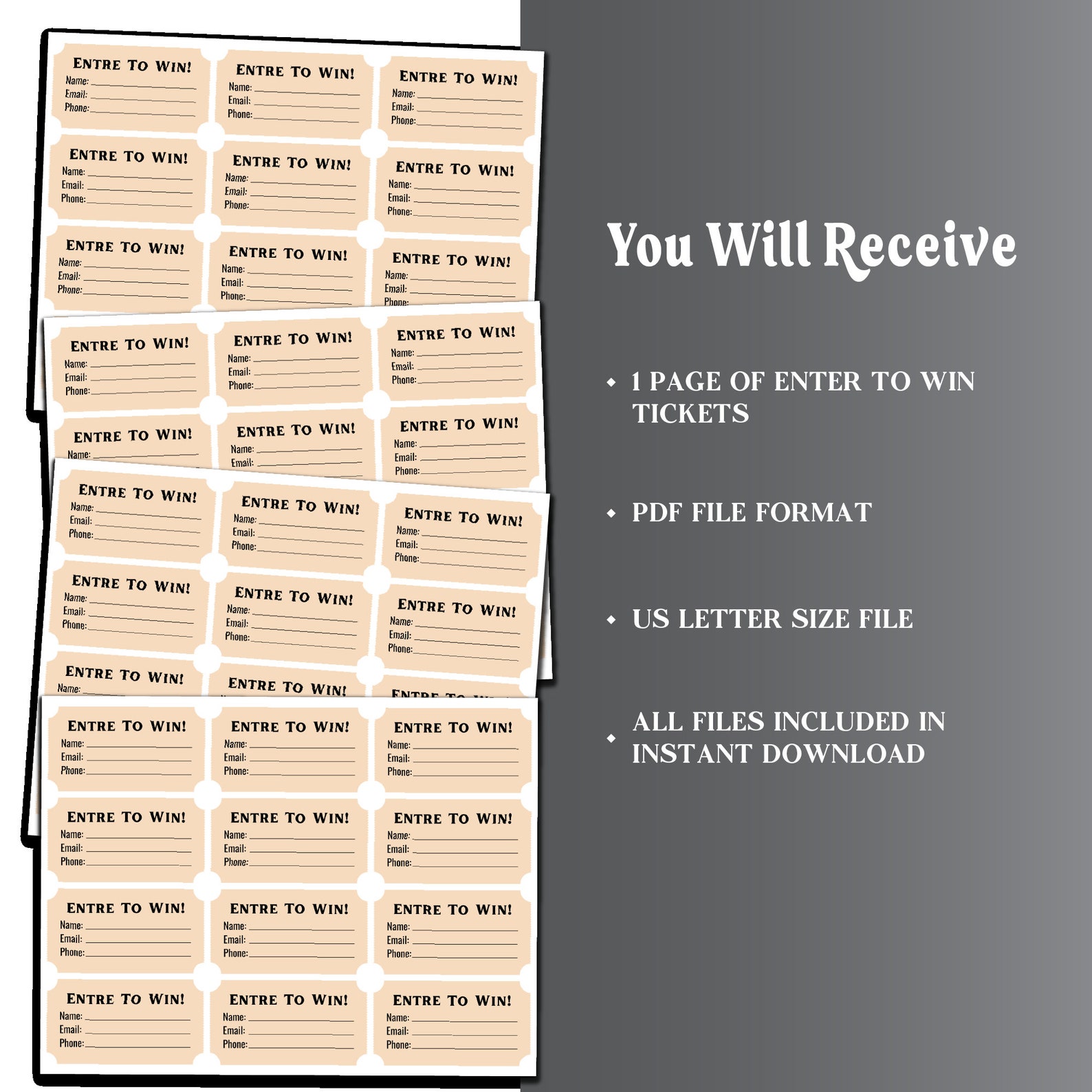 Printable Raffle Ticket - Enter to Win Printable Ticket Template ...