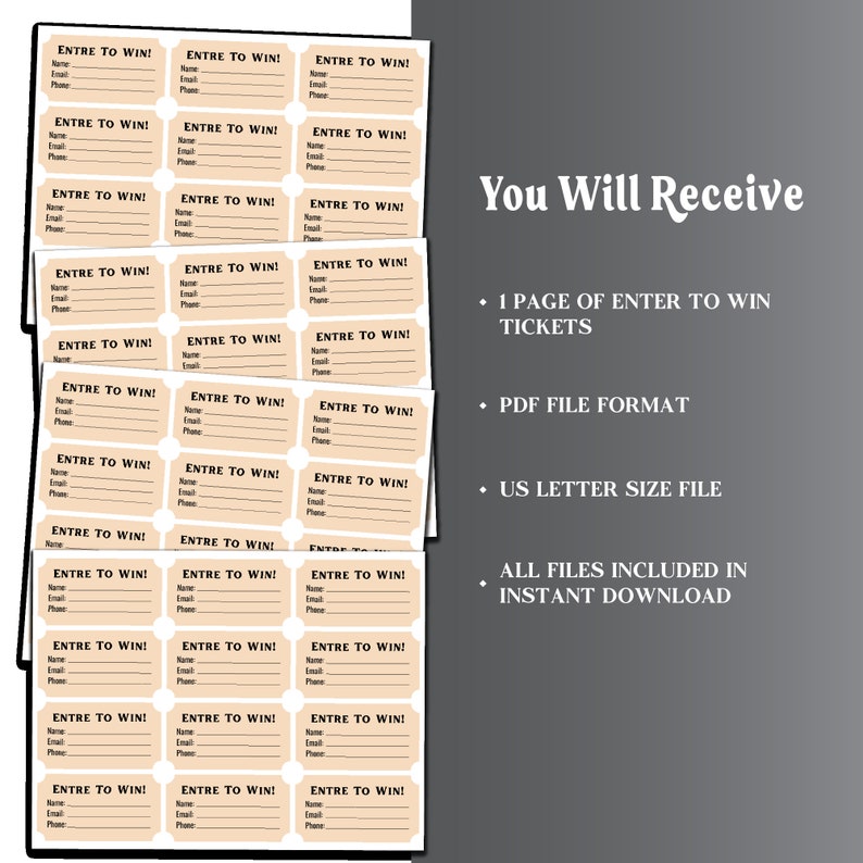Printable Raffle Ticket - Enter to Win Printable Ticket Template ...