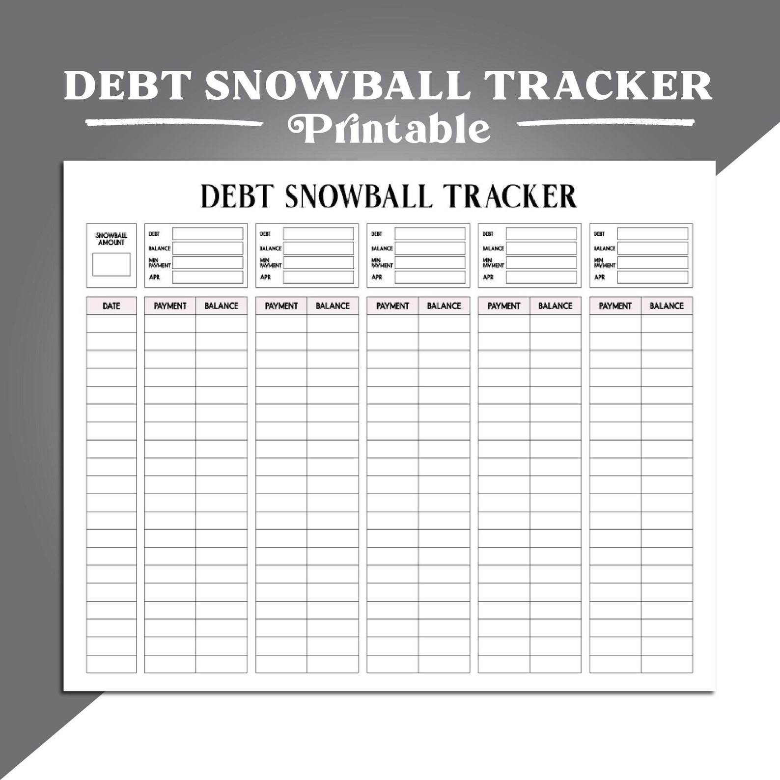 Debt Snowball Tracker Printable, Debt Payment Worksheet, Debt Payoff ...