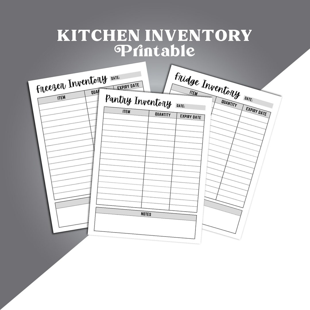 Kitchen Inventory Printable Template, Fridge and Freezer Inventory ...