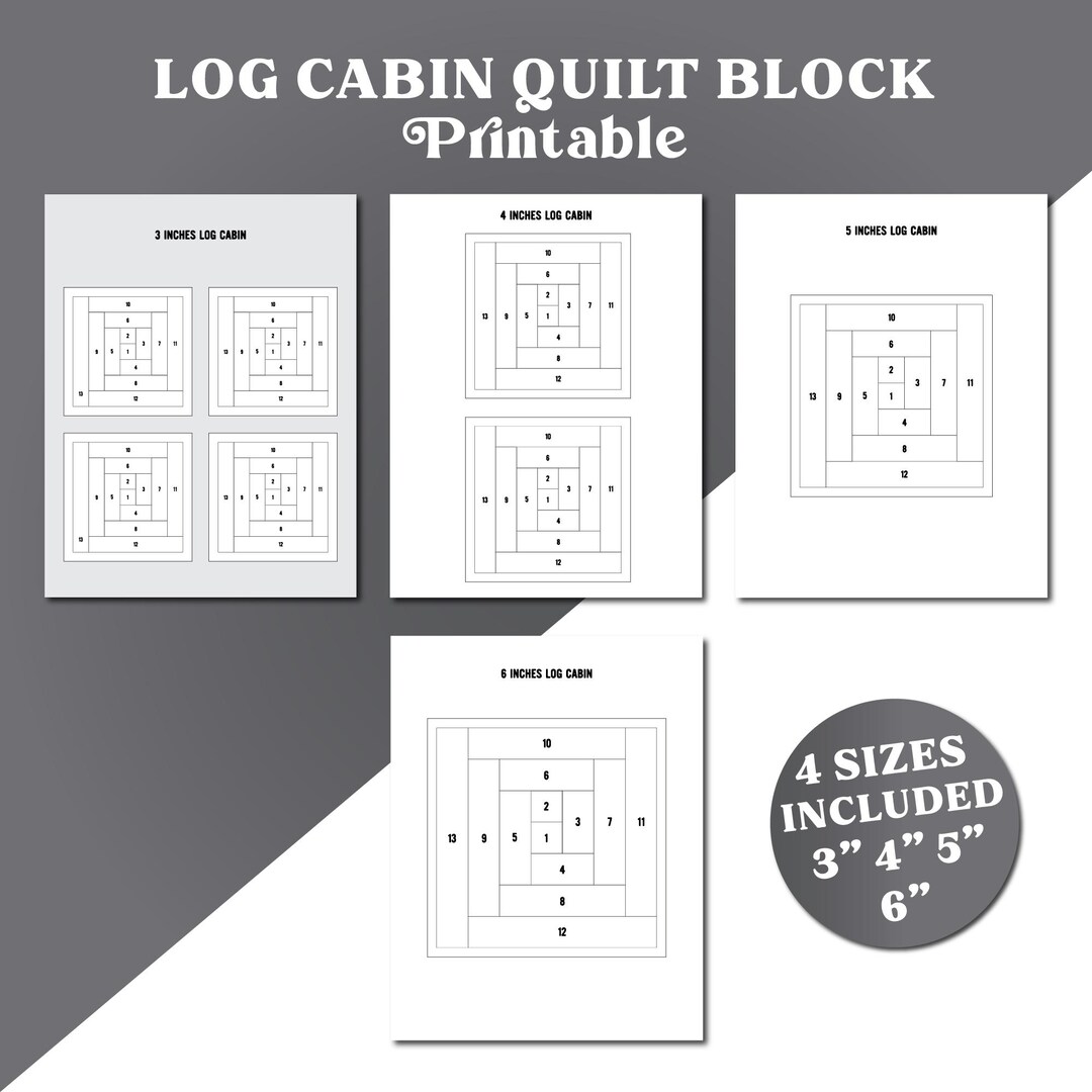 Log Cabin Quilt Block, Foundation Paper Piecing Pattern Template, Quilt ...