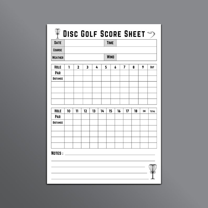 Disc Golf Score Sheet, Disc Golf Score Card, Disc Golf Score Keeper ...