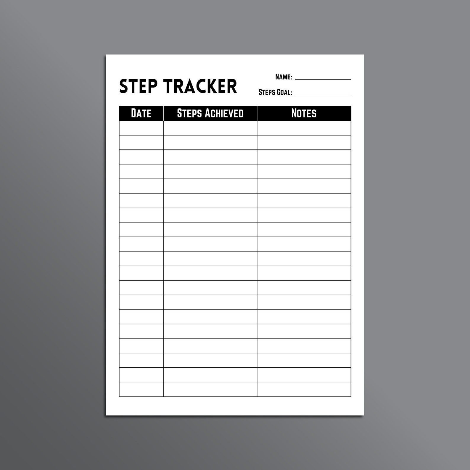 Simple Step Tracker Printable, Daily Walking Log, Health and Wellness ...