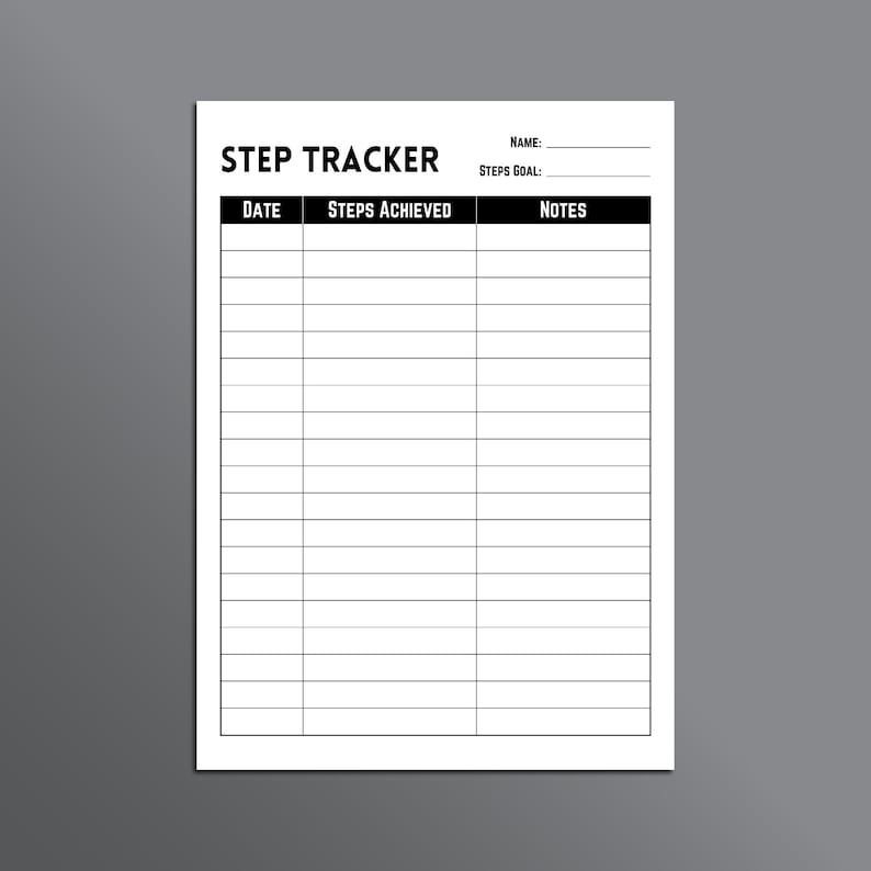 Simple Step Tracker Printable, Daily Walking Log, Health and Wellness ...