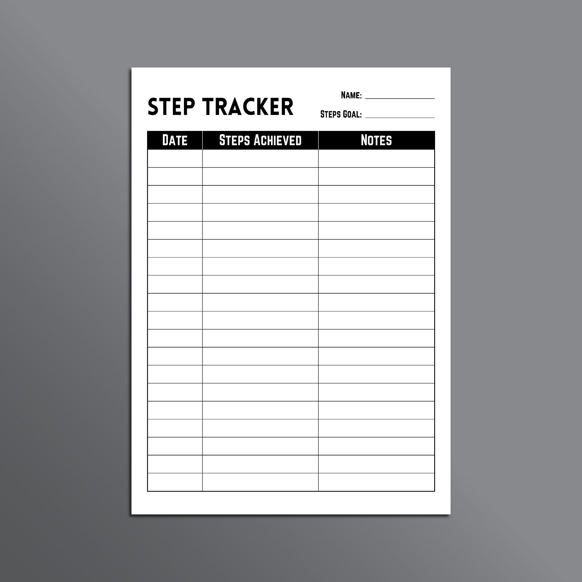 Simple Step Tracker Printable, Daily Walking Log, Health and Wellness ...