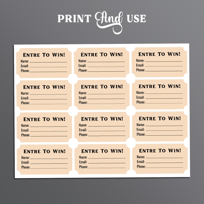 Printable Raffle Ticket - Enter to Win Printable Ticket Template ...