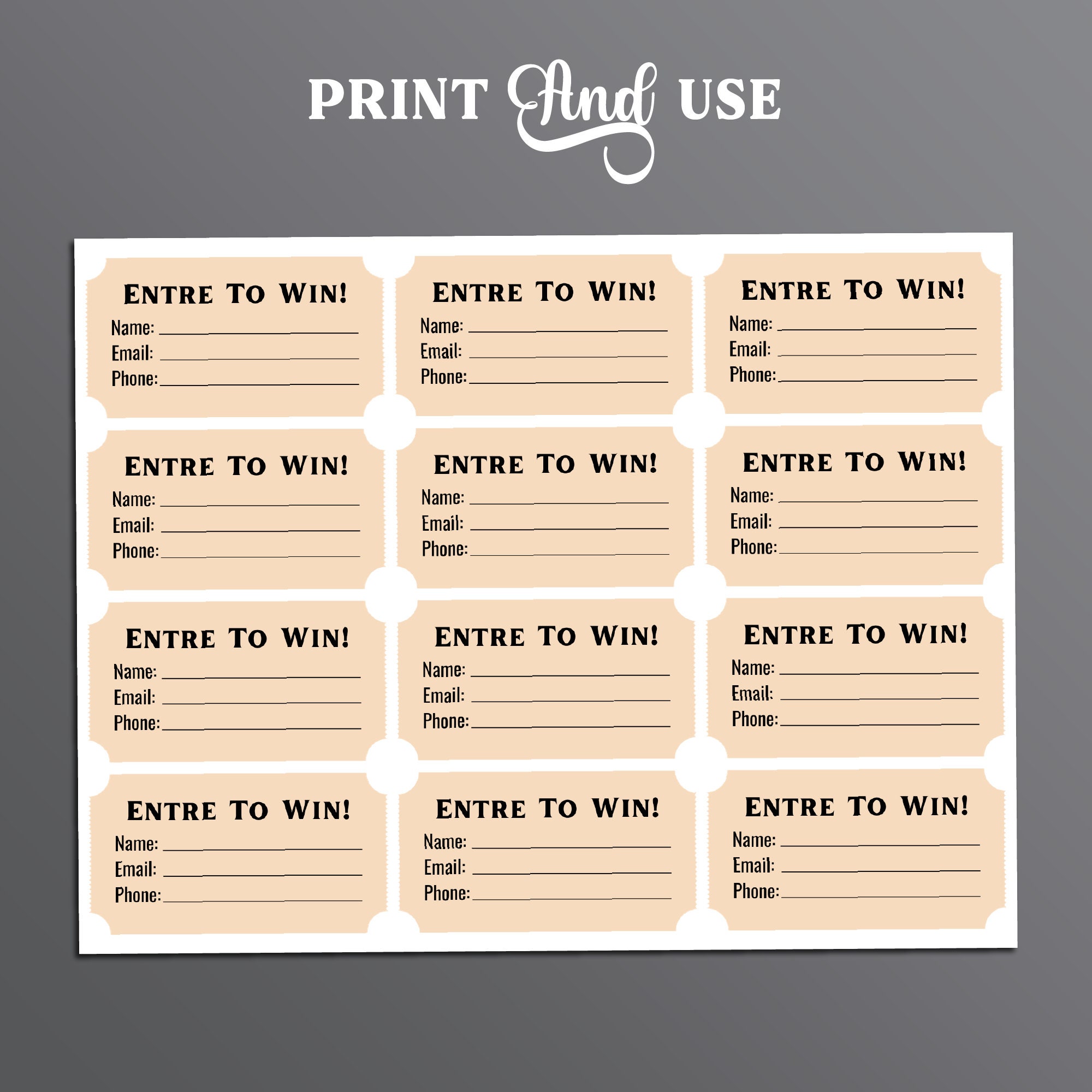 Printable Raffle Ticket - Enter to Win Printable Ticket Template ...