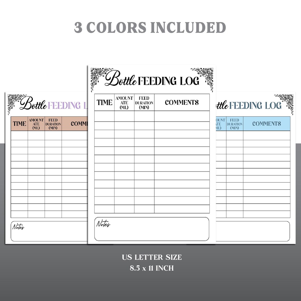 Bottle Feeding Log Printable, Baby Feeding Chart Tracker, Newborn ...