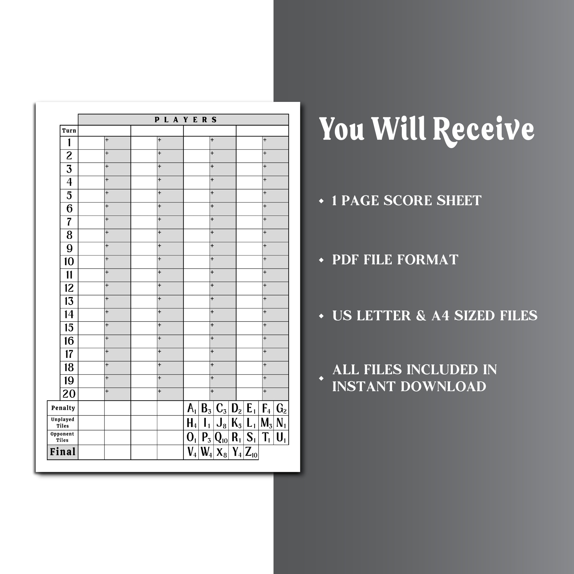 Scrabble Score Sheet Printable Scrabble Game Score Pad Scrabble Score Card Scrabble Paper