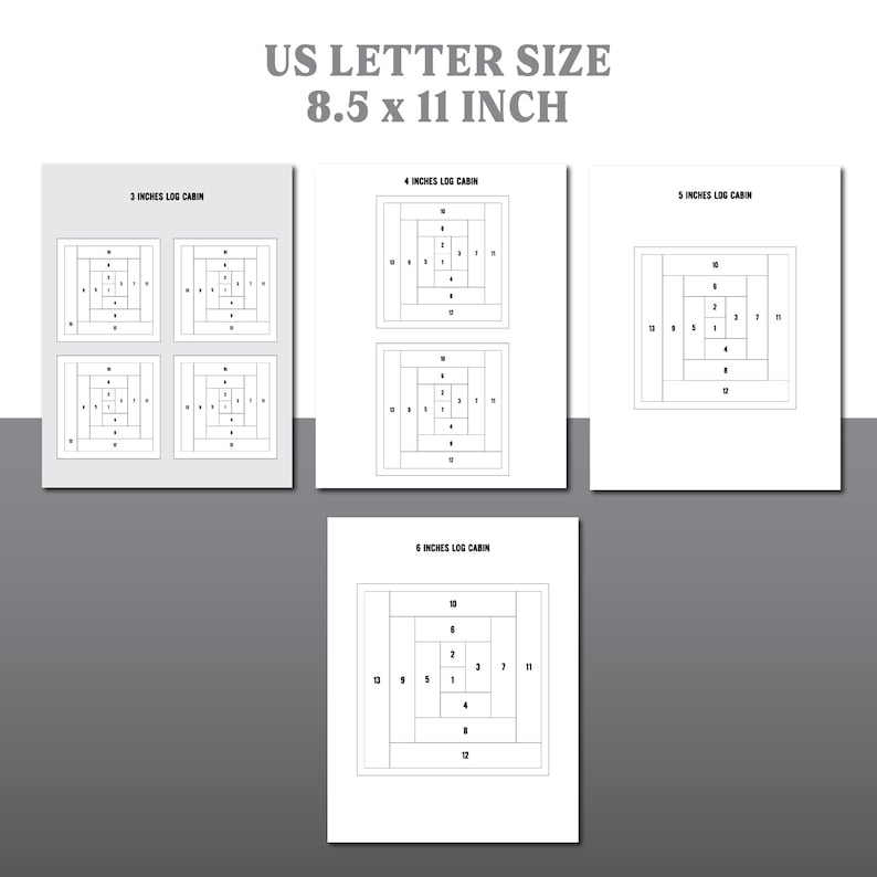 Log Cabin Quilt Block, Foundation Paper Piecing Pattern Template, Quilt ...