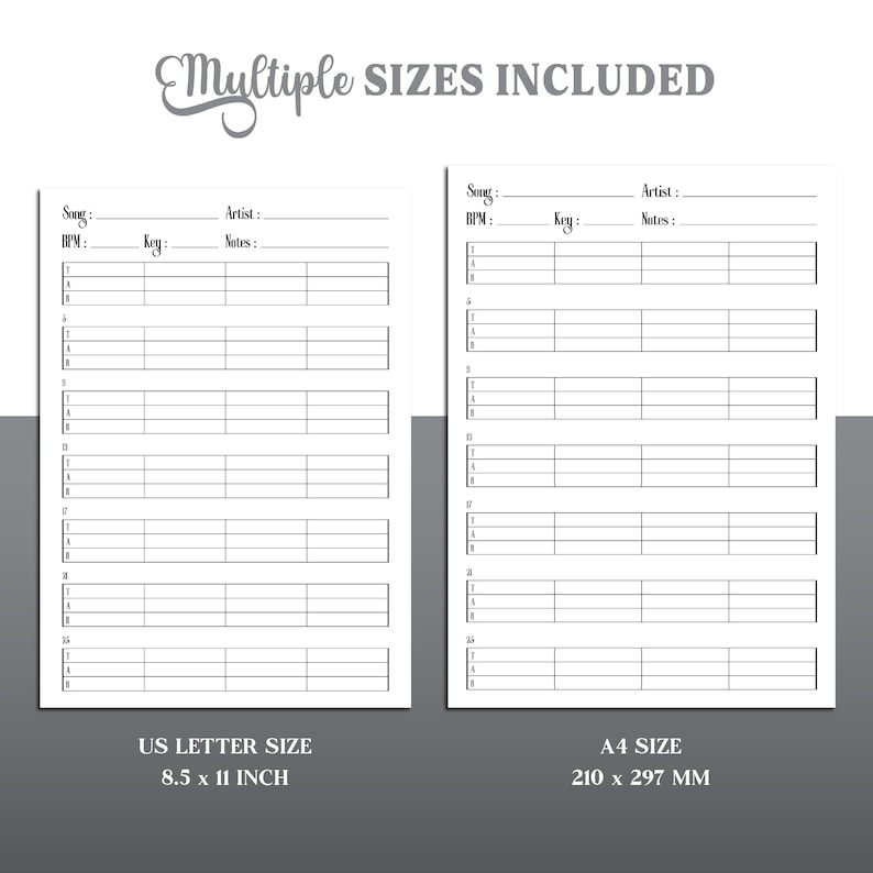 Bass Blank Tabs Printable, Blank 4-string Bass, Blank Sheet Music ...