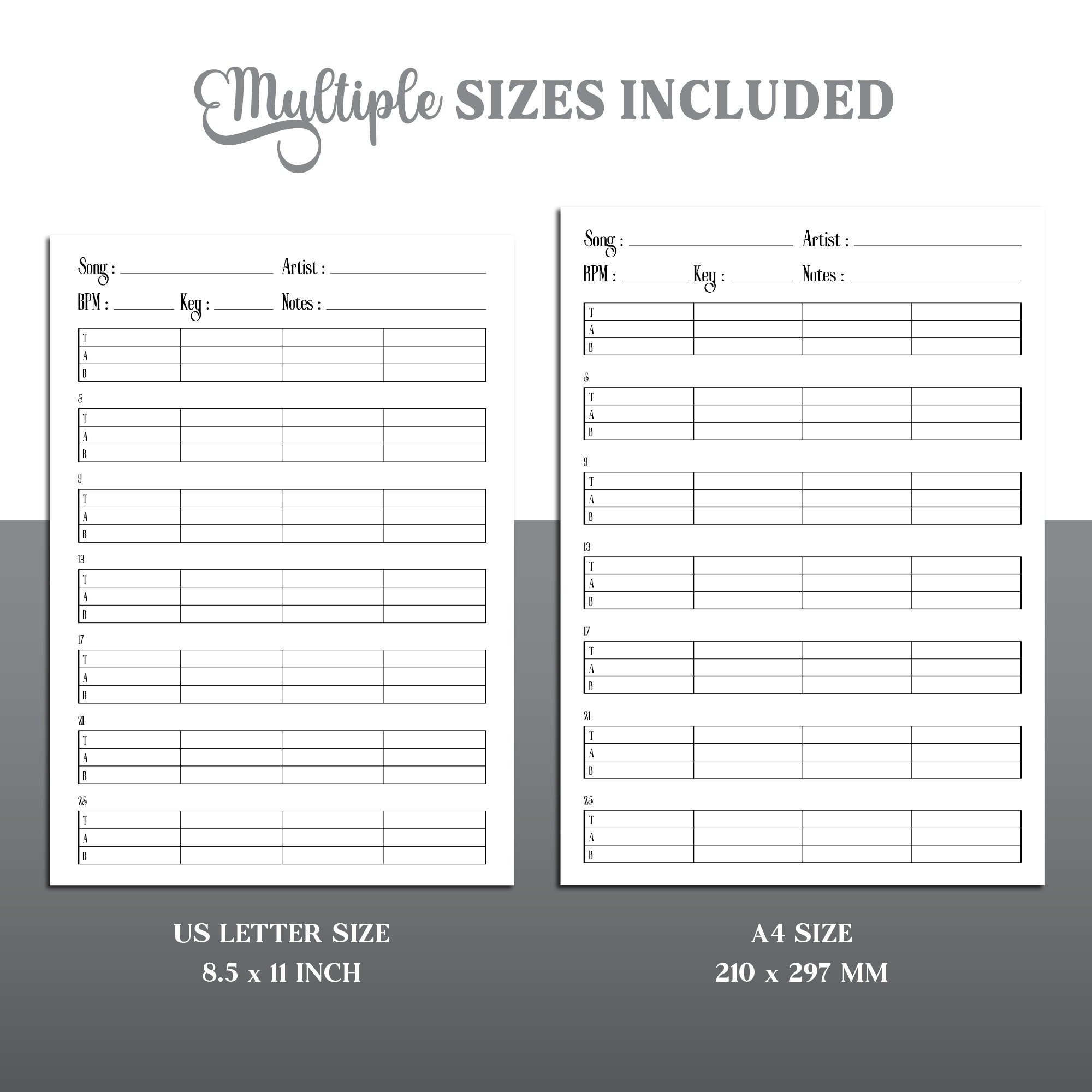 Bass Blank Tabs Printable, Blank 4-string Bass, Blank Sheet Music ...