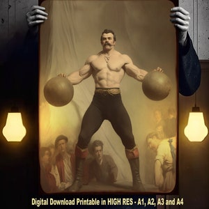 Vintage Strongman Picture Digital Download, Victorian Circus Wall Art ...