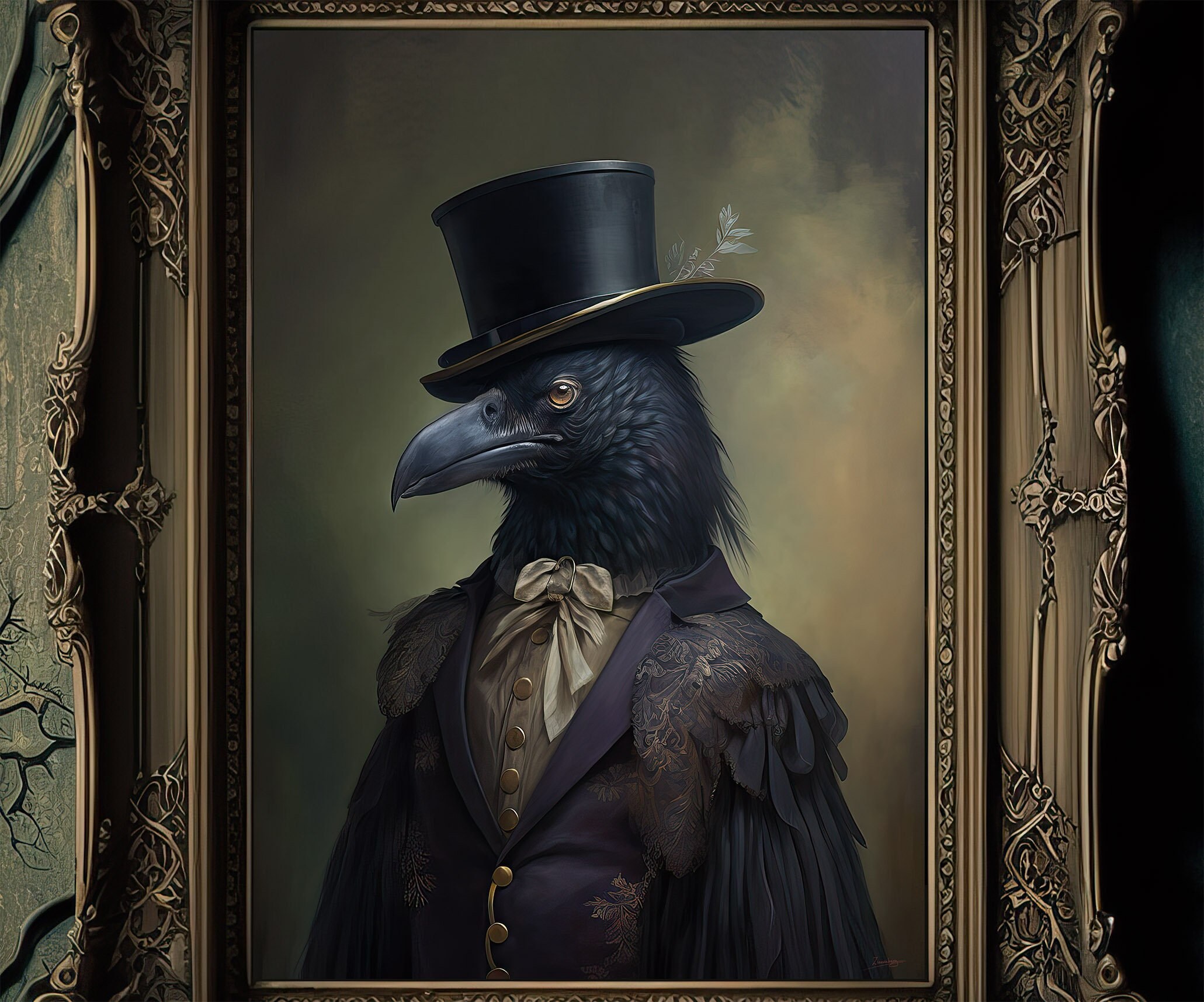 Victorian Rogue Raven Print, Gothic Crow Art (digital Download) - Etsy