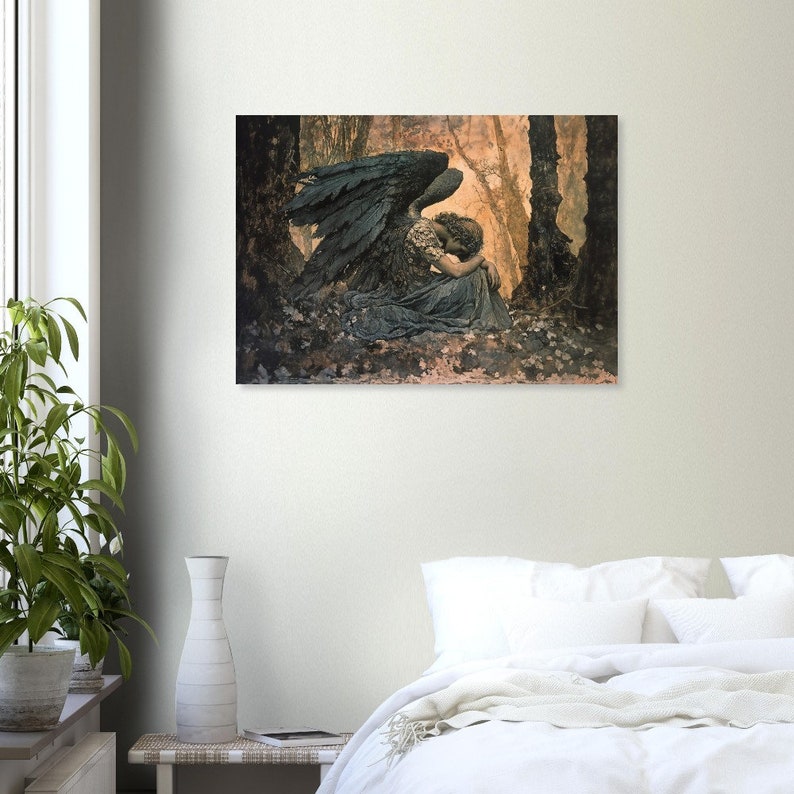 Fallen Angel Print, Mythical Art Print, Lucifer With Burned Wings ...