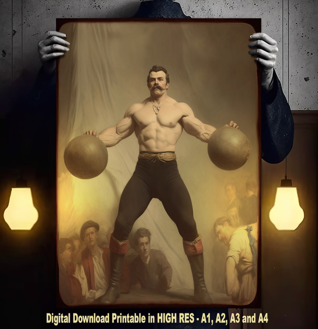 Vintage Strongman Picture Digital Download Victorian Circus - Etsy