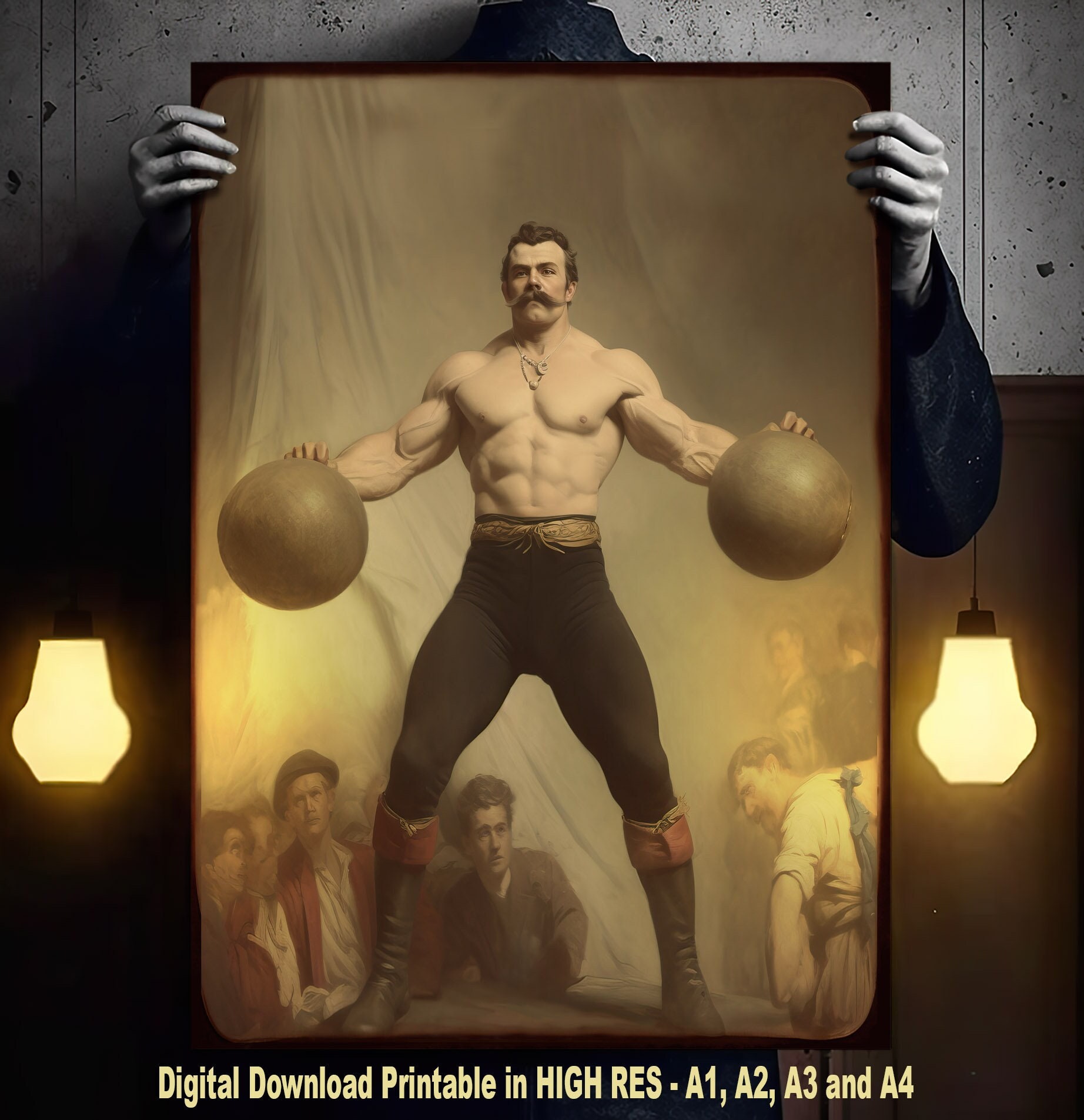 Vintage Strongman Picture Digital Download, Victorian Circus Wall Art ...