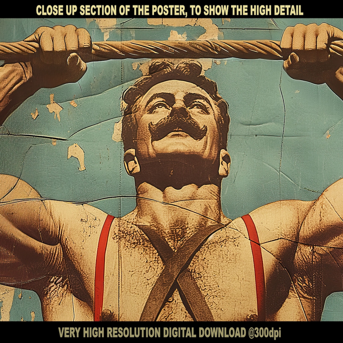 Vintage Strongman Circus Poster, Victorian Era Muscular Man (digital ...