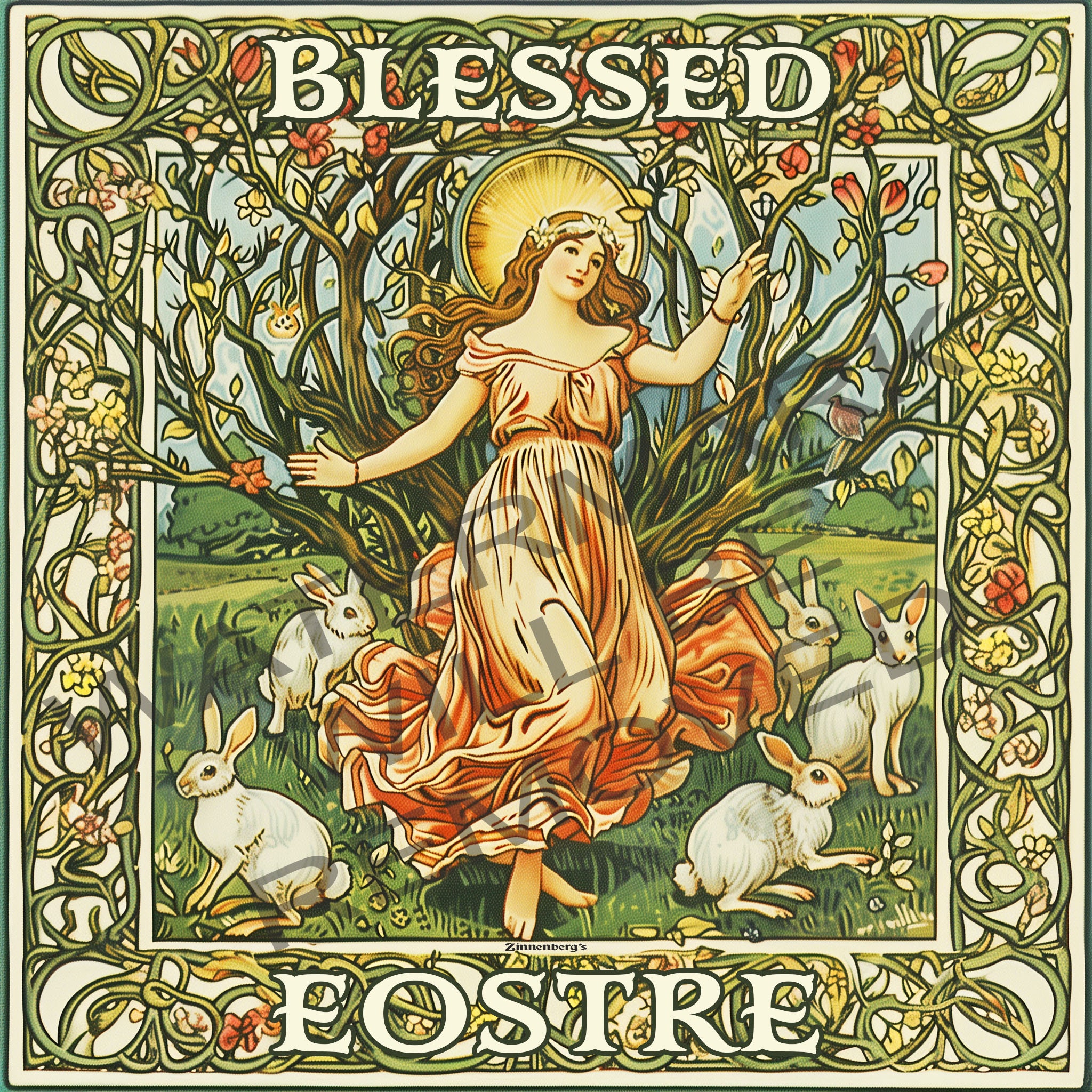 Eostre Ostara Print, High Res Digital Download Vintage Ostara Print ...