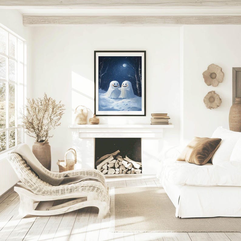 Cute Snow Ghosts Print, Spooky Christmas Wall Art (digital Download) - Etsy
