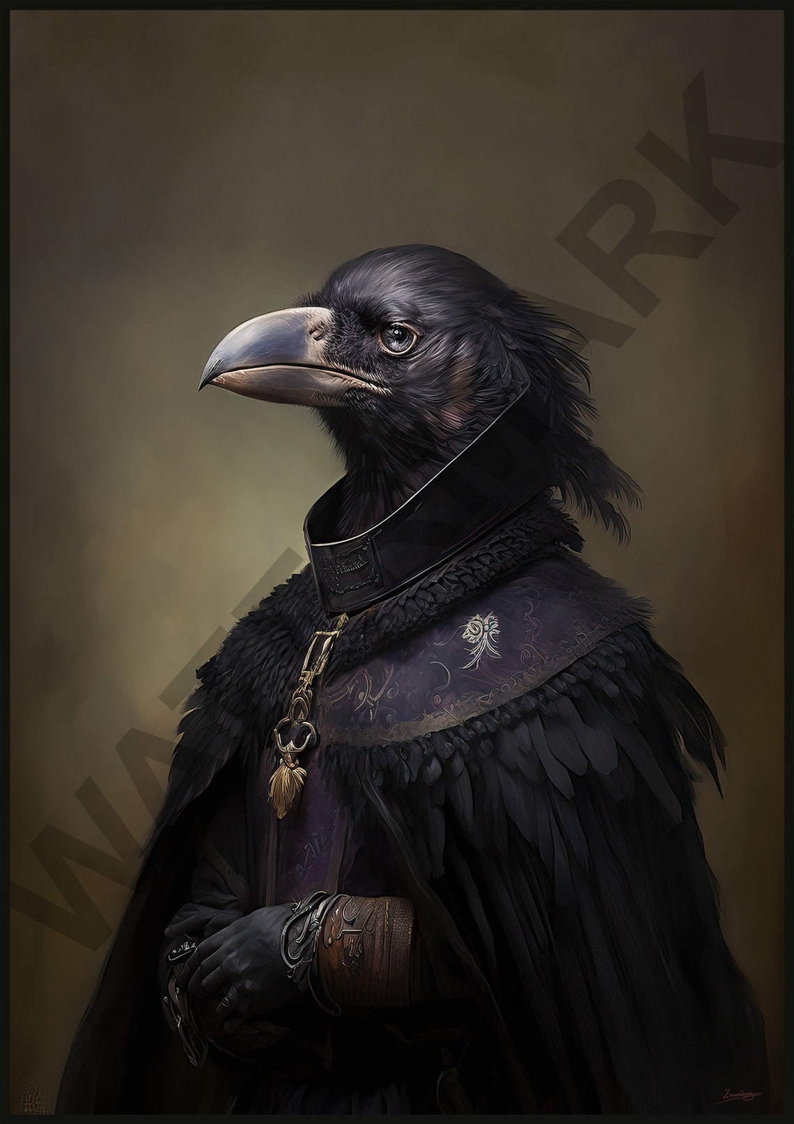 Gothic Raven Lord Crow Painting, Dark Academia Wall Art (printable ...