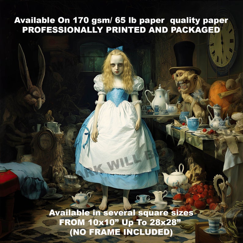 Dark Alice in Wonderland Print, Creepy Mad Hatter Tea Party ...