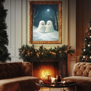 Cute Snow Ghosts Print, Spooky Christmas Wall Art (digital Download) - Etsy