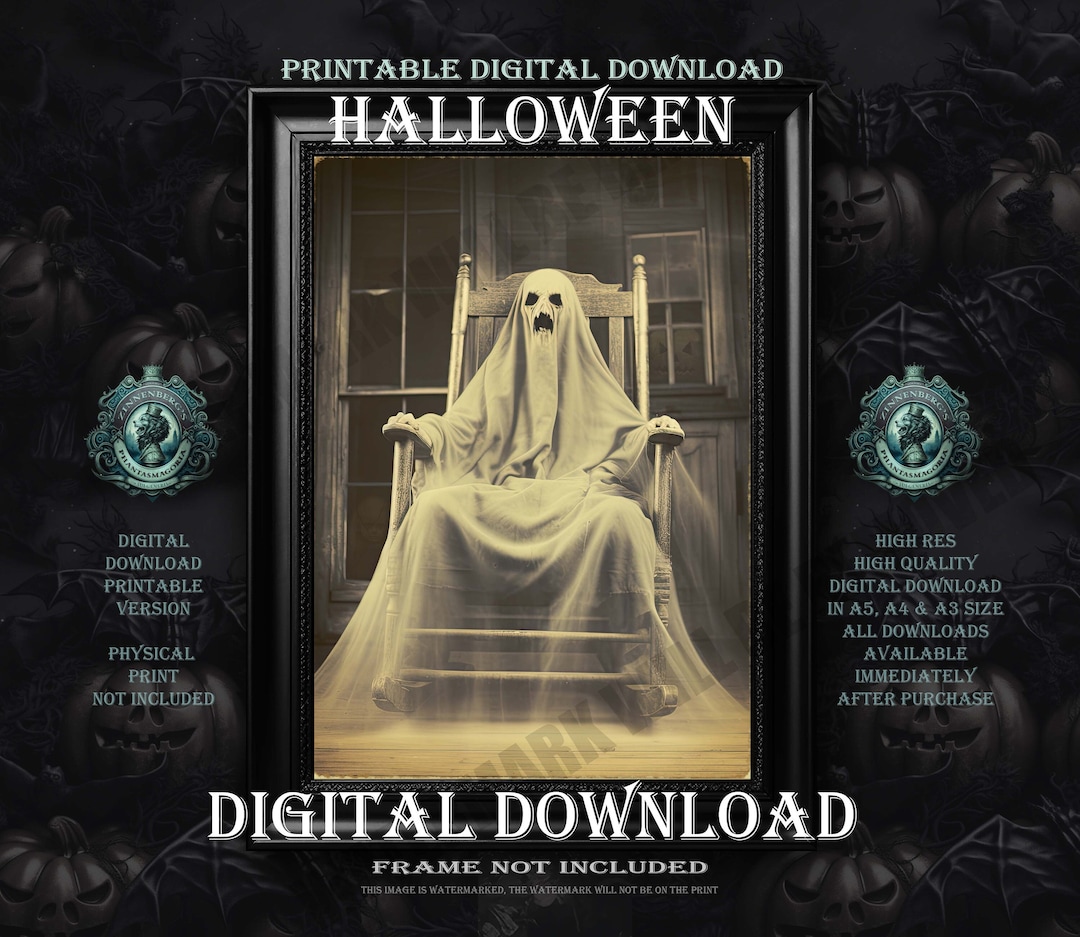 Halloween Ghost Photo Wall Art, DIGITAL DOWNLOAD PRINTABLE Vintage ...