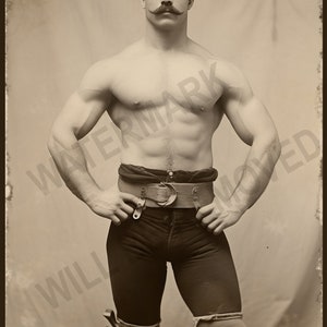Vintage Strongman Photo Digital Download Printable, Victorian Circus ...