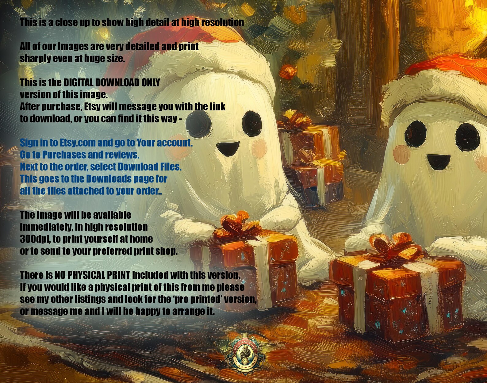 Christmas Ghosts Print, Cute Spooky Holiday Art (digital Download) - Etsy