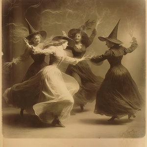 Witch Print, Witches Dancing, High Res Download Printable Vintage ...