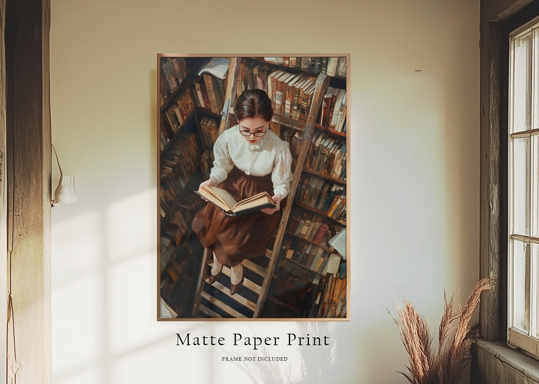 The Reader Print, Dark Academia Decor, Fantasy Library Wall Art, Book ...