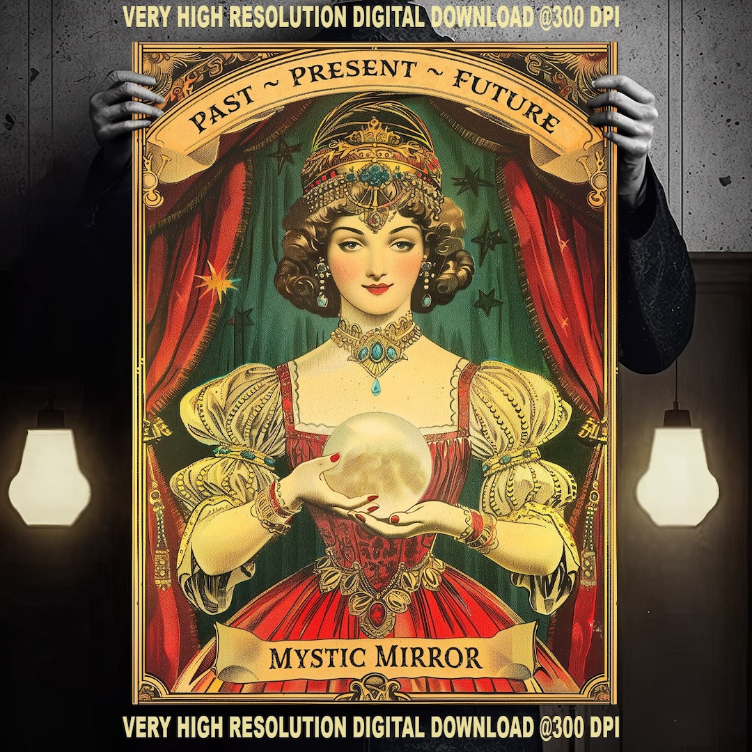Vintage Fortune Teller Print, Digital Download Circus Wall Art, Carnival Poster, XL Hi Res ...