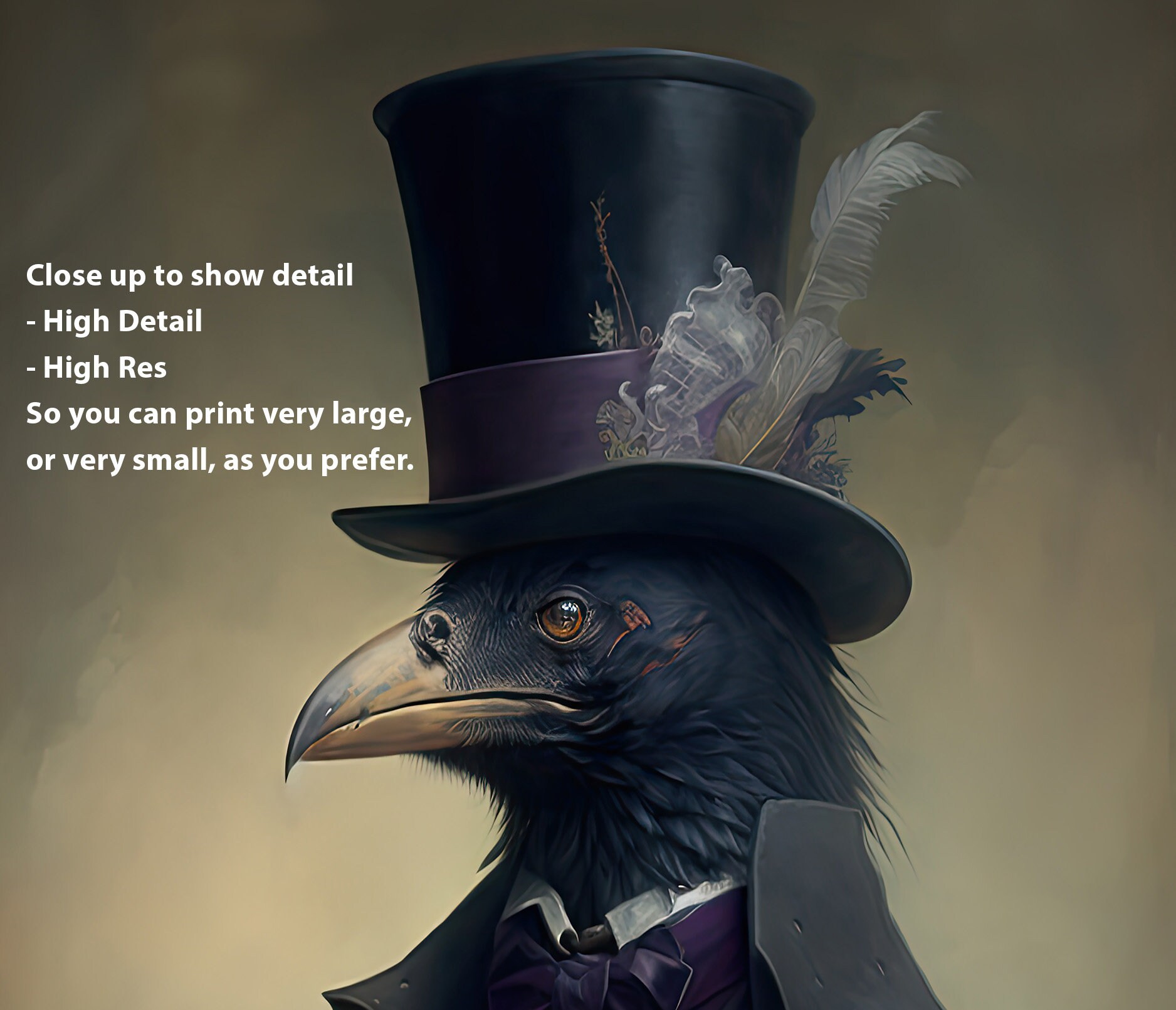 Painting of a Gothic Crow Victorian Gentleman, Digital Download ...