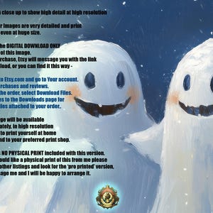 Cute Snow Ghosts Print, Digital Download, Spooky Christmas Winter Wall ...