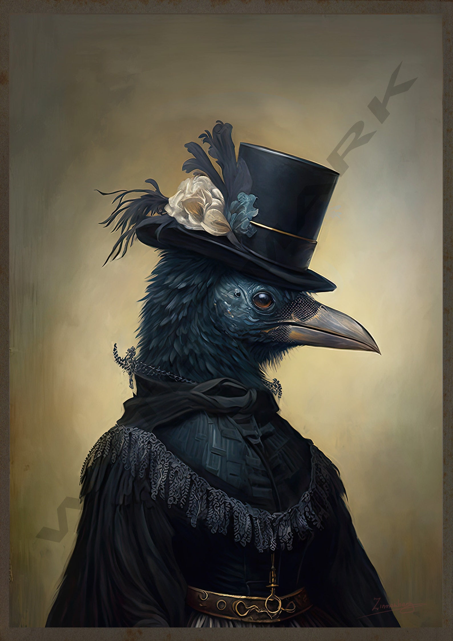 Victorian Raven Lady Portrait, Gothic Wall Art (digital Download) - Etsy