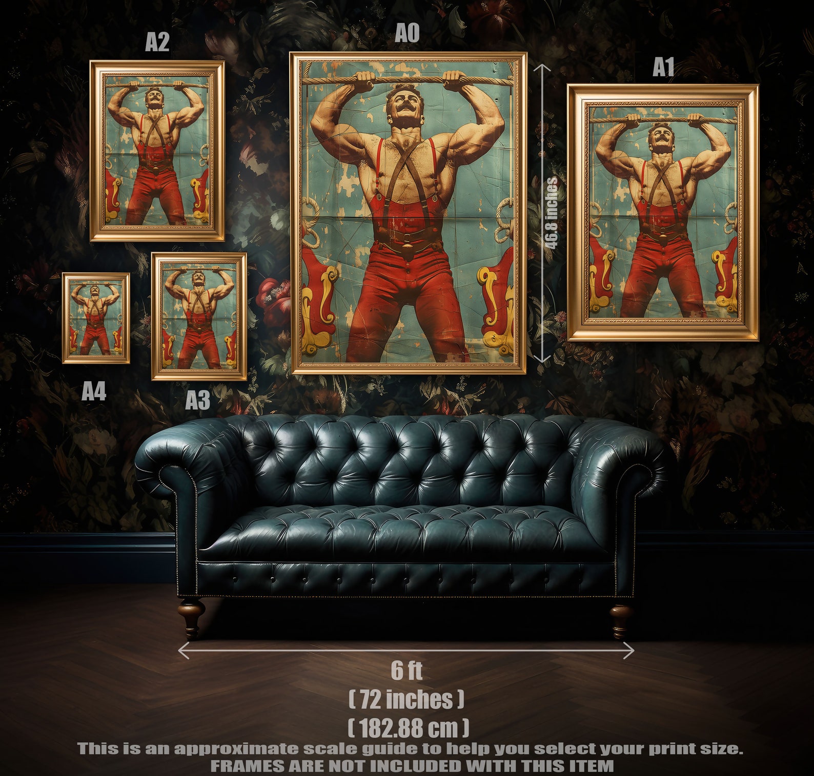 Vintage Strongman Poster, Circus Wall Art, Sideshow Picture, Victorian ...