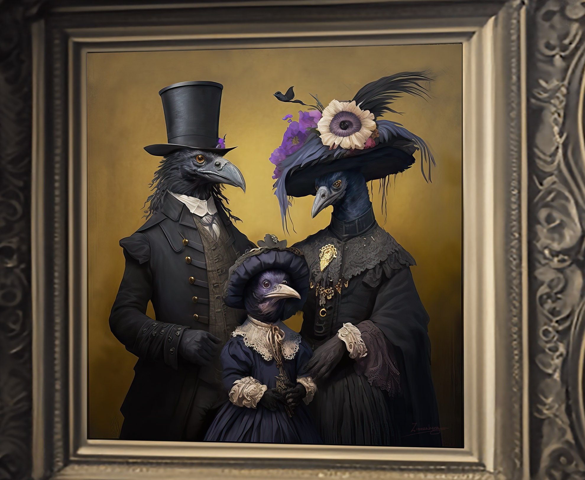 Raven Wall Art Victorian Family Crows Matte Print Vintage - Etsy