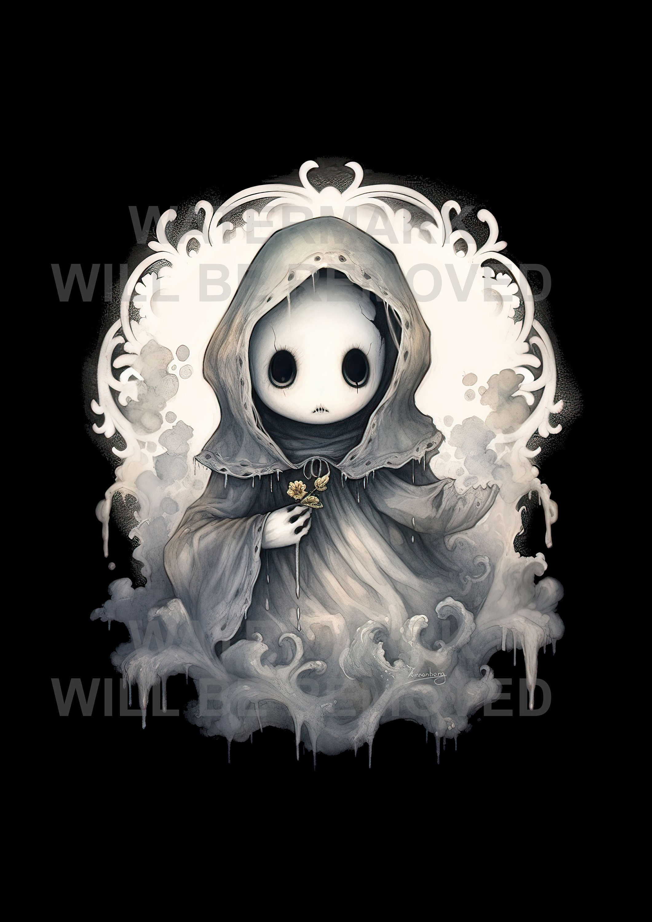 Wee Gothic Ghosties - Phoebe, Printable Digital Download A4 A3, Cute ...