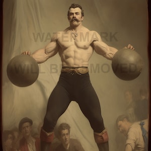 Vintage Strongman Picture Digital Download, Victorian Circus Wall Art ...