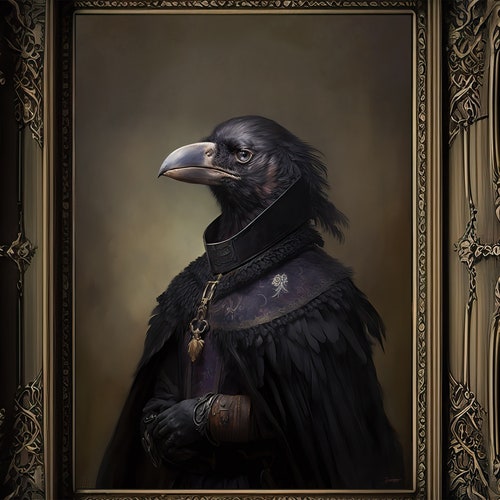 Raven Wall Art Victorian Gentleman Crow Painting Printable - Etsy